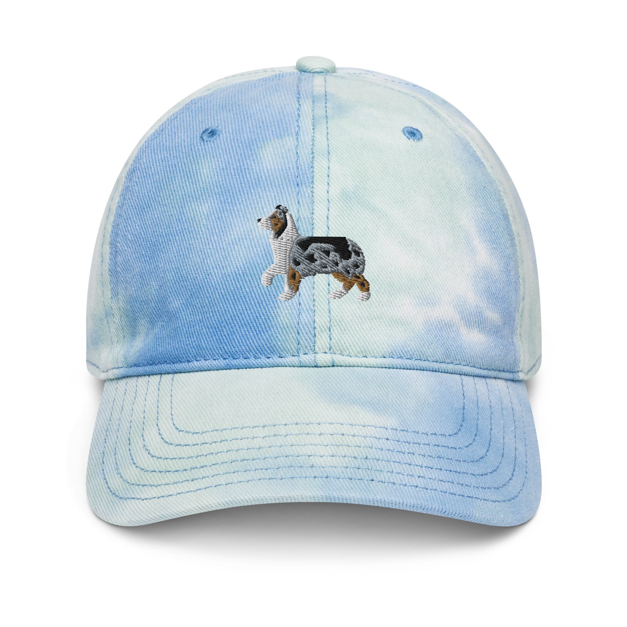 Blue Merle Australian Shepherd Embroidered Tie Dye Cap, Aussie Shepherd ...