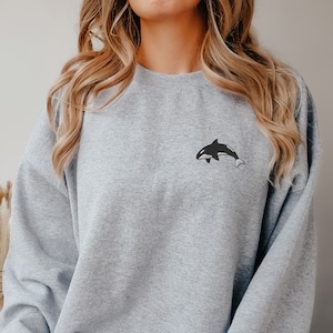 Orca Embroidered Sweatshirt, Killer Whale Crewneck, Whale Shirt, Whale ...