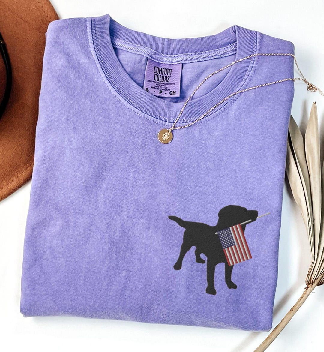 Embroidered Black Labrador Shirt, Black Lab Comfort Colors Tshirt, July ...