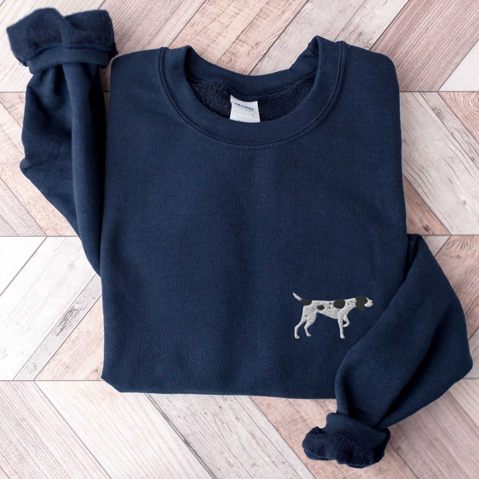 Pointer Sweatshirt Embroidered, German Shorthaired Pointer Crewneck ...