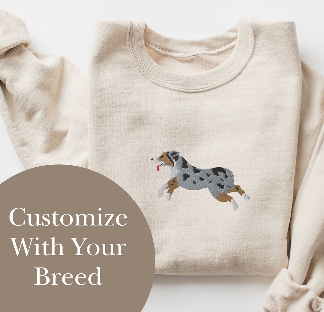 Embroidered Custom Dog Sweatshirt, Customized Dog Breed Embroidery ...