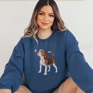 Cute Beagle Sweatshirt, Beagle Illustration Crewneck, Watercolor Beagle ...