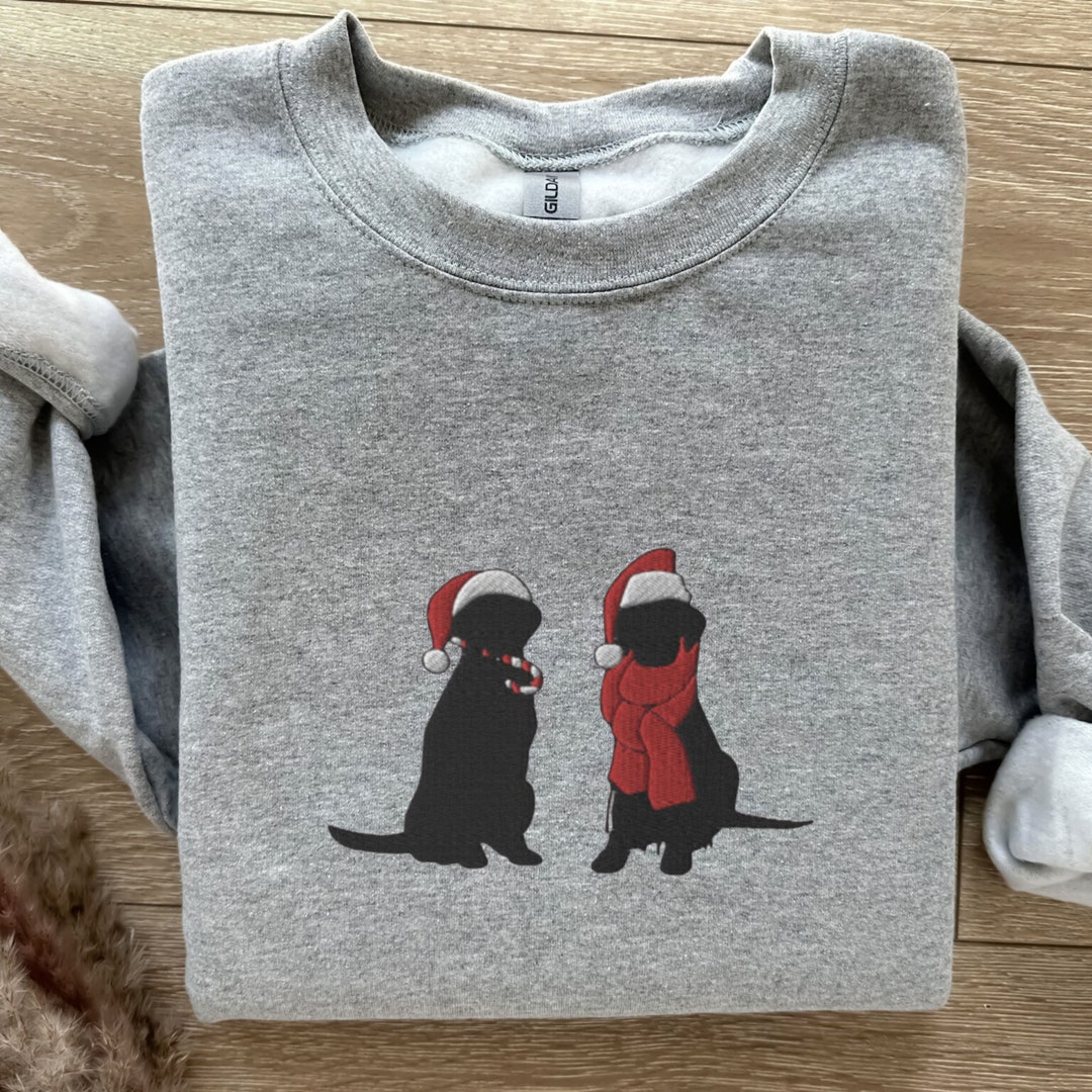 Embroidered Black Lab Christmas Sweatshirt, Labrador Retriever Crewneck ...
