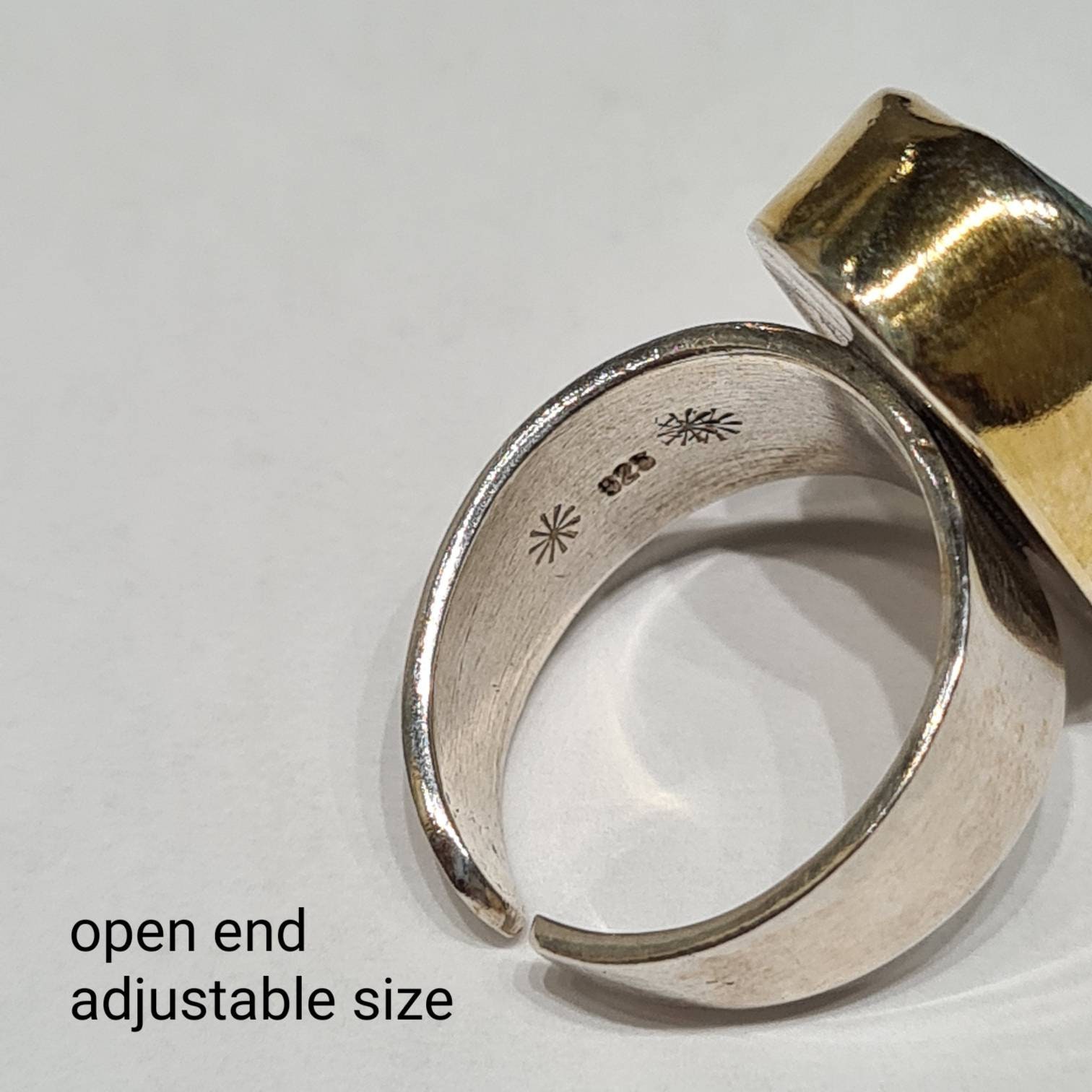 Raw Aquamarine Rings in 2-tone Solid Silver 925, Natural Rough Cut ...