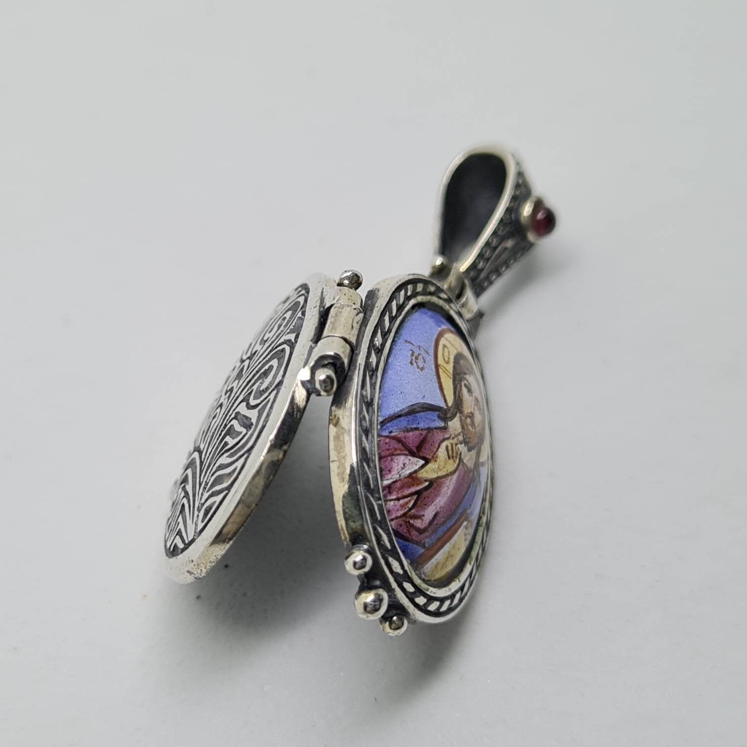 Cloisonne Enamel Locket Pendants With Religious Christian Themes ...