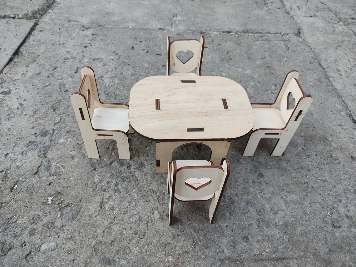 Chairs and Table for Dolls Vector File Kitchen Furniture for | Etsy