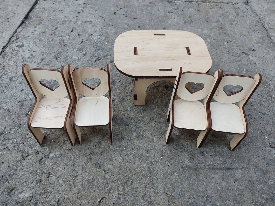 Chairs and Table for Dolls Vector File Kitchen Furniture for | Etsy