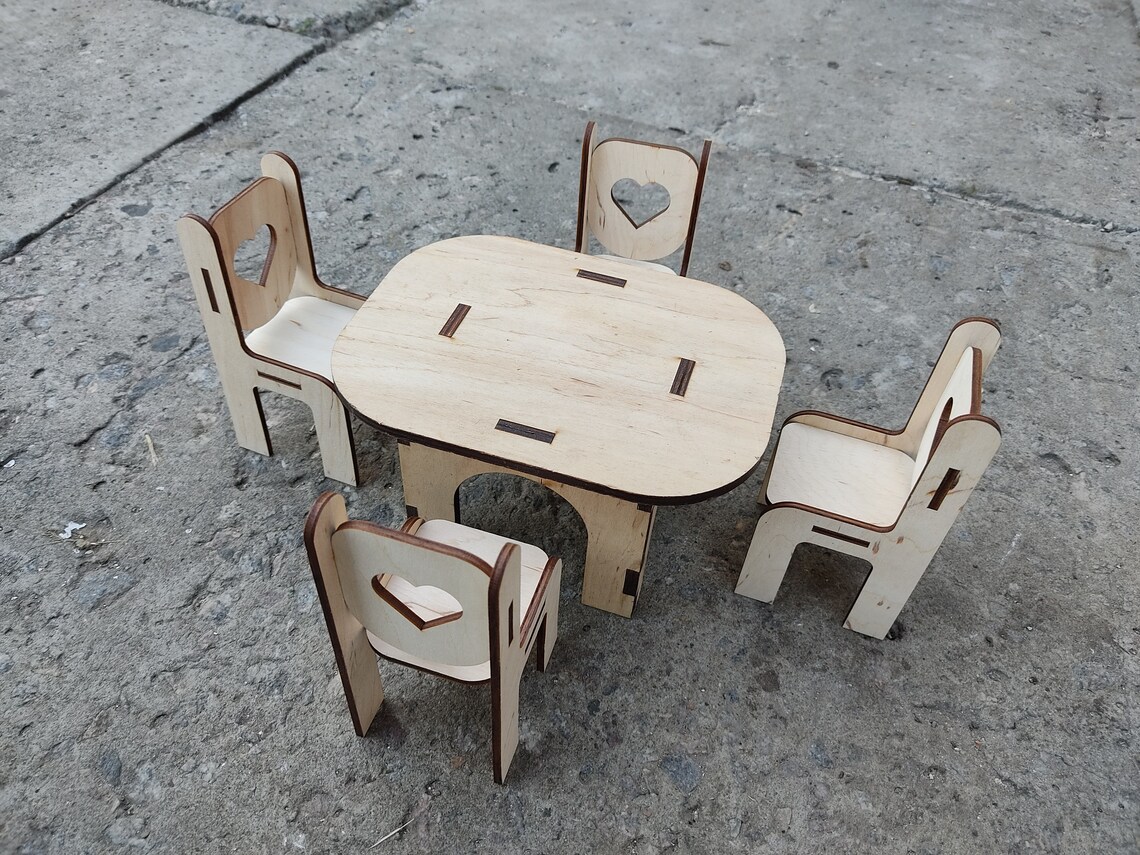 Chairs and Table for Dolls Vector File Kitchen Furniture for | Etsy