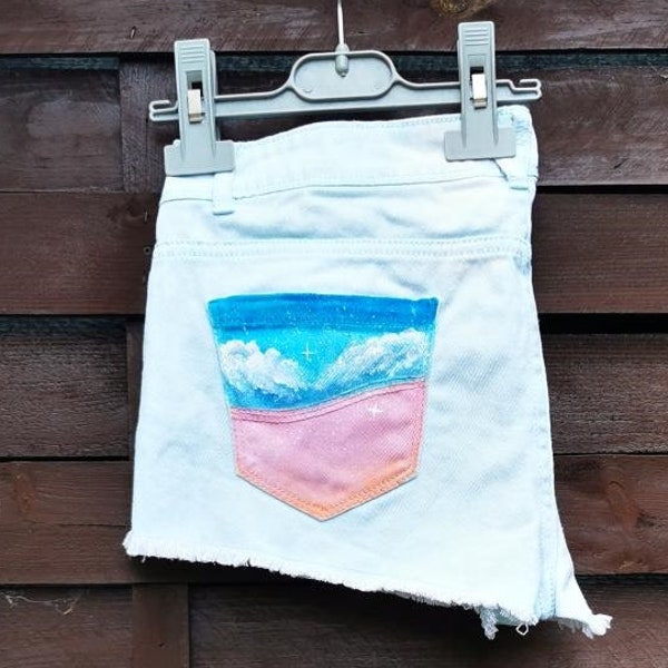 Painted Denim Shorts - Etsy