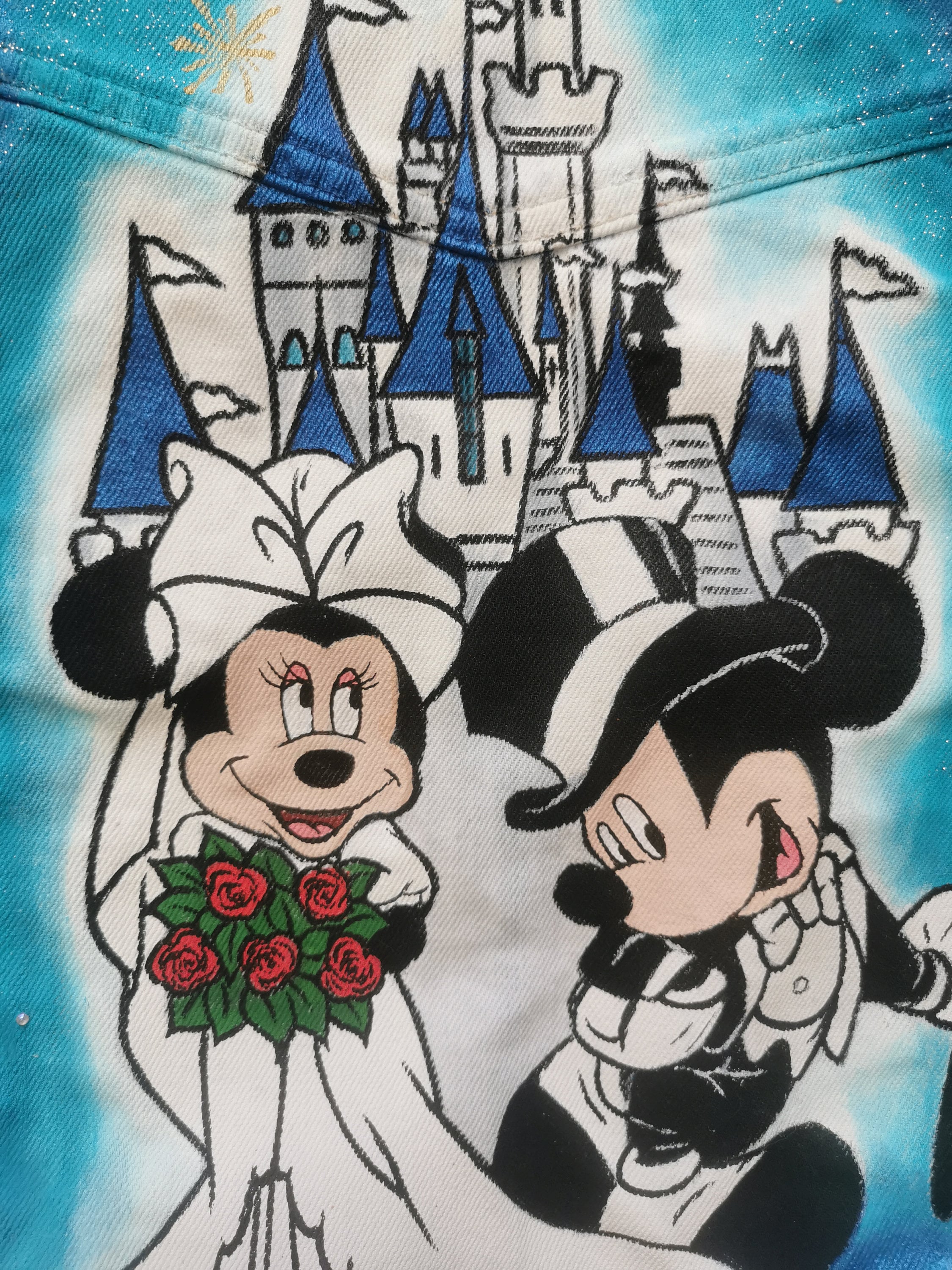 Disney Wedding Mickey and Minnie With Castle - Custom Hand Painted ...