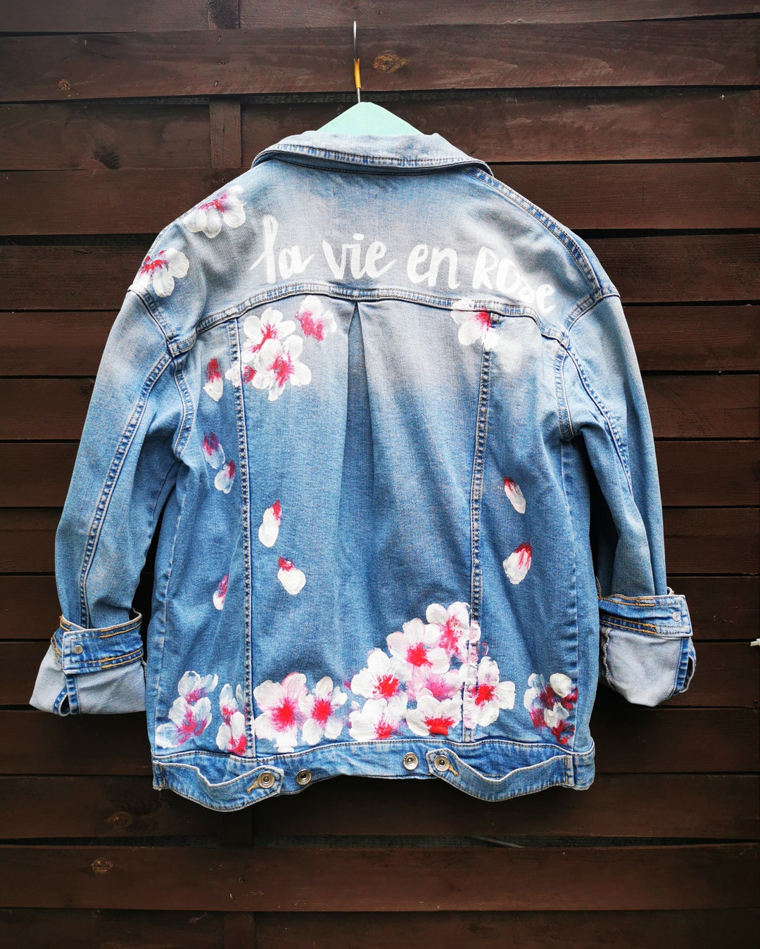 Floral Pattern Hand Painted Custom Denim Jacket - Etsy