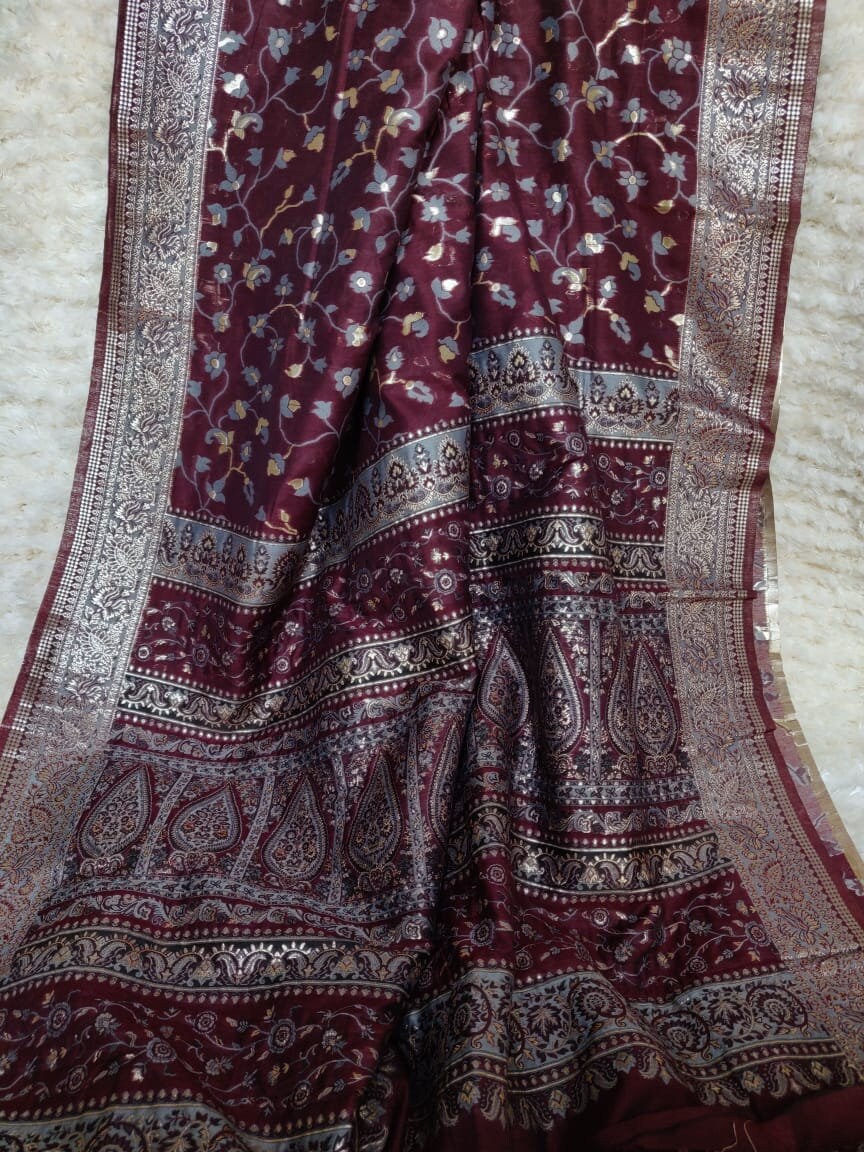 Handloom Pure Kani silk kashmiri saree Kani Silk Saree | Etsy