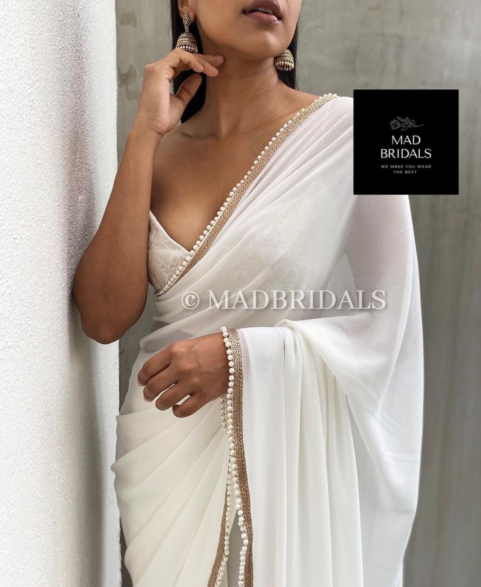 Ivory Pearl Saree, Wedding Saree, Pearl Saree, Designer Saree,bridesmaids Saree, Indian Wedding ...