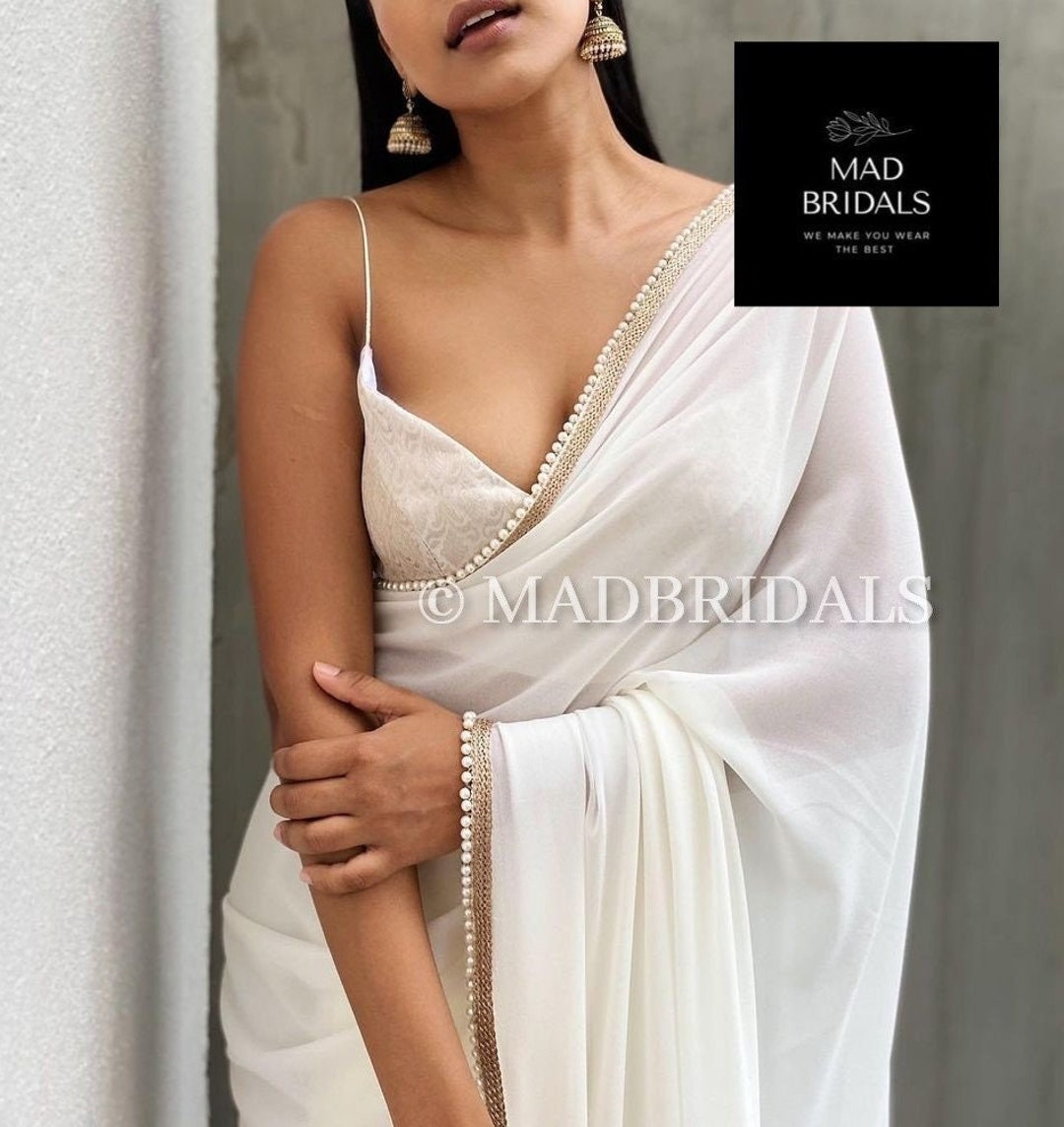 Ivory Pearl Saree, Wedding Saree, Pearl Saree, Designer Saree ...