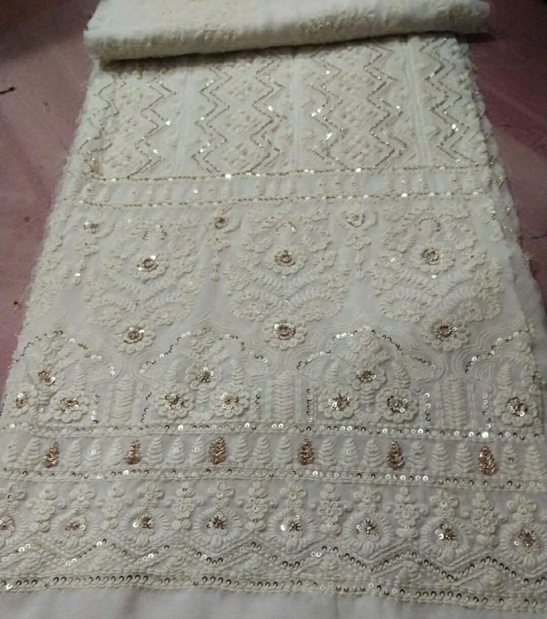Handmade Ivory Lucknowi Chikankari Lehenga With Blouse, Bridal ...