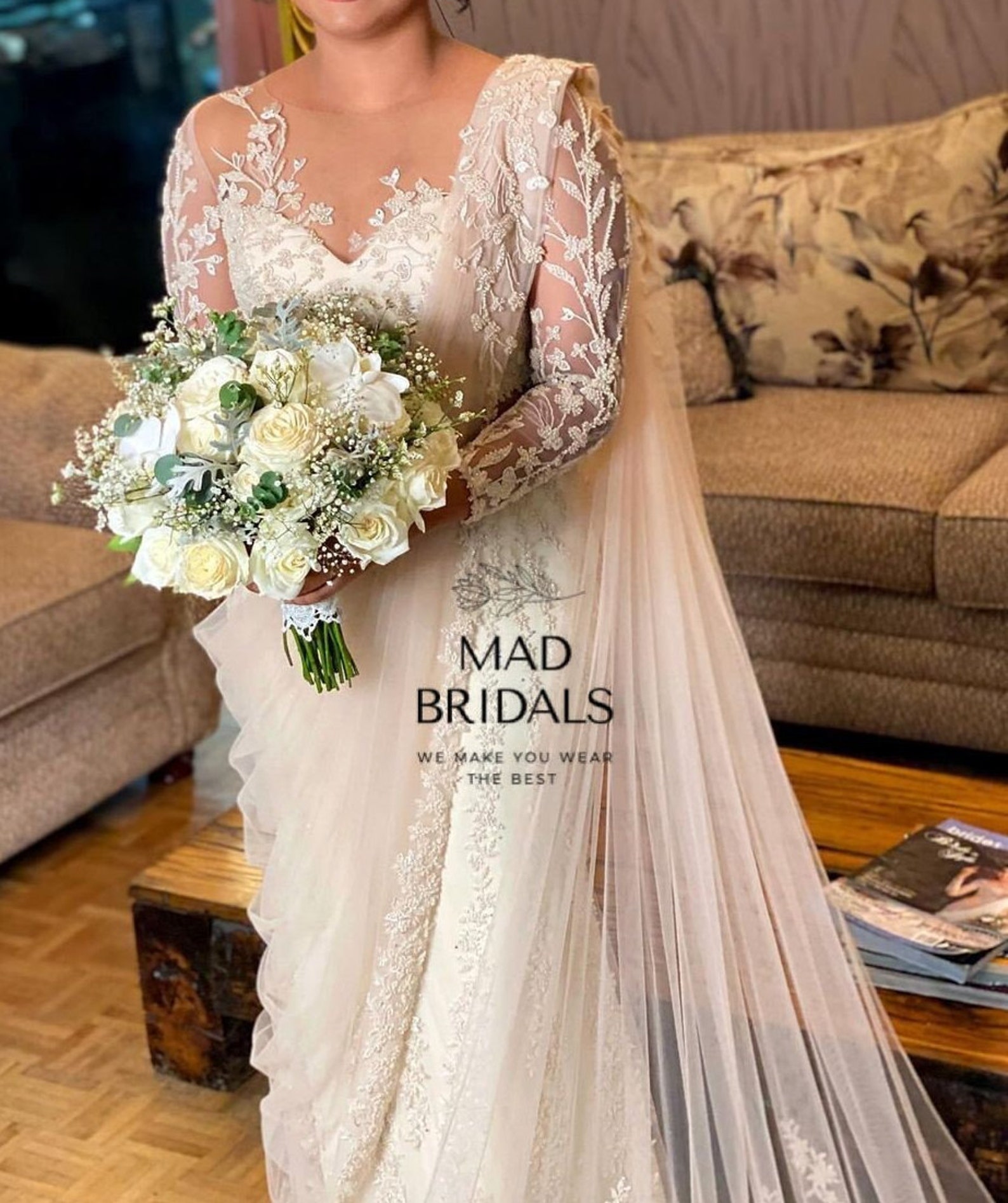 Ivory White Bridal Saree, Veil Saree Lehenga Latest Indian Fashion ...