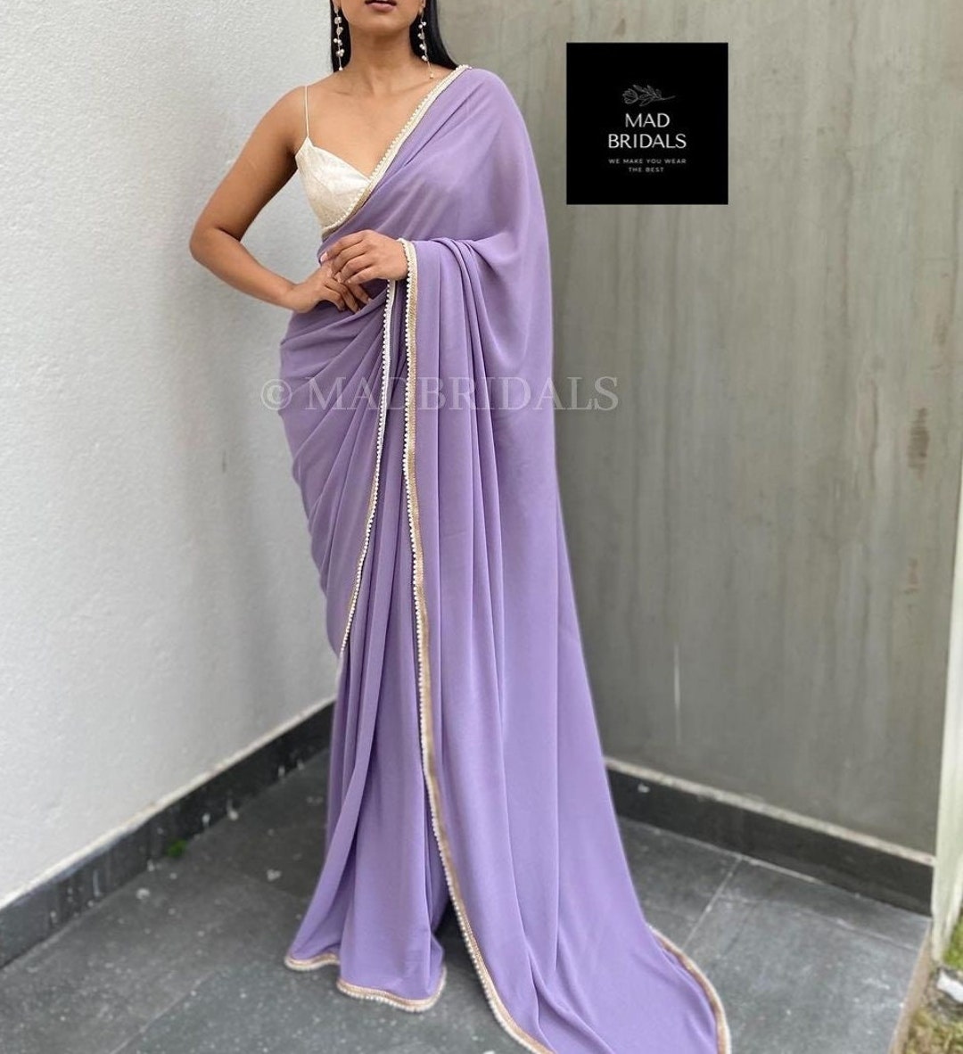 Lilac Ivory Pearl Saree, Wedding Saree, Pearl Saree, Designer Saree ...