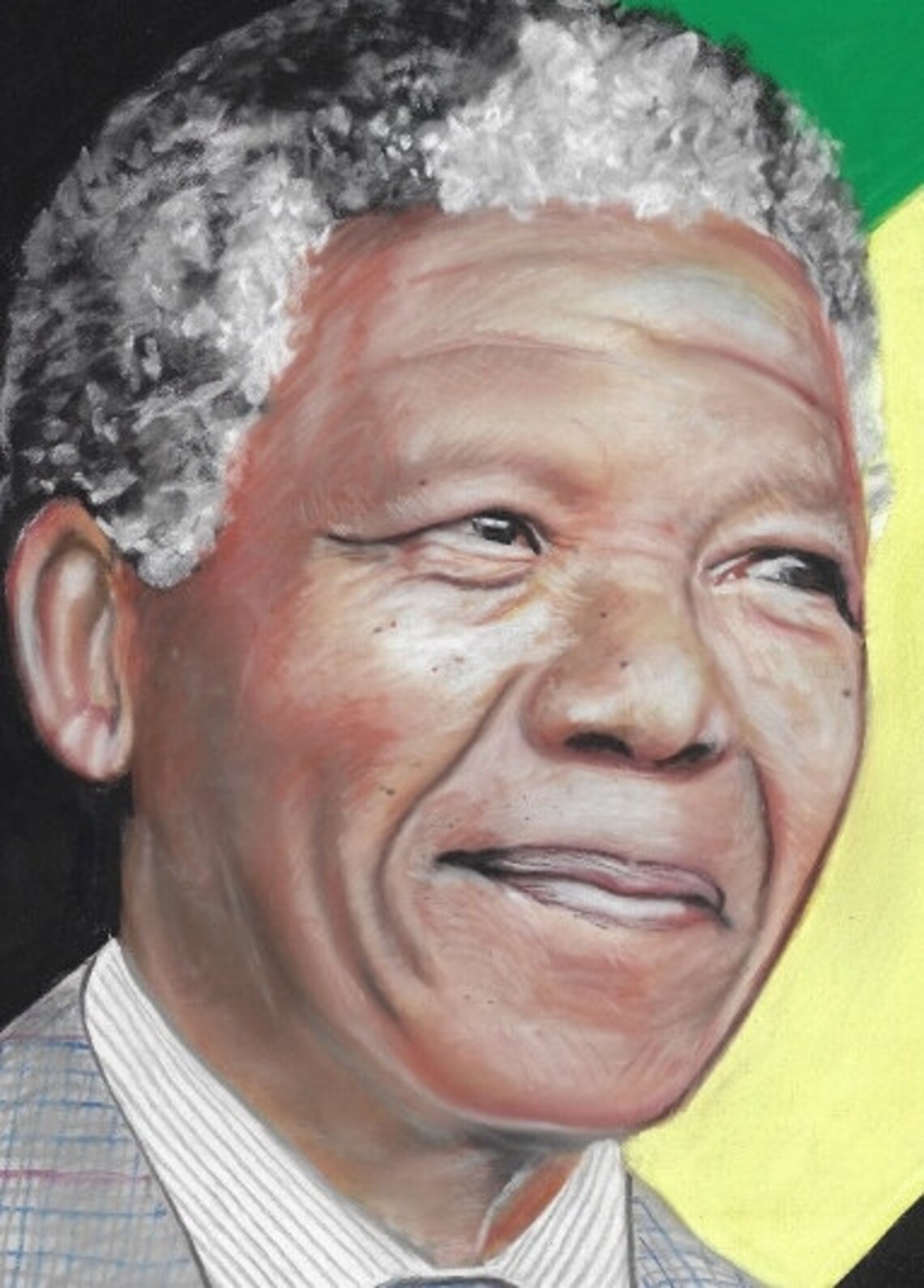 Pastel Portrait Painting of Nelson Mandela, South African Leader Art ...