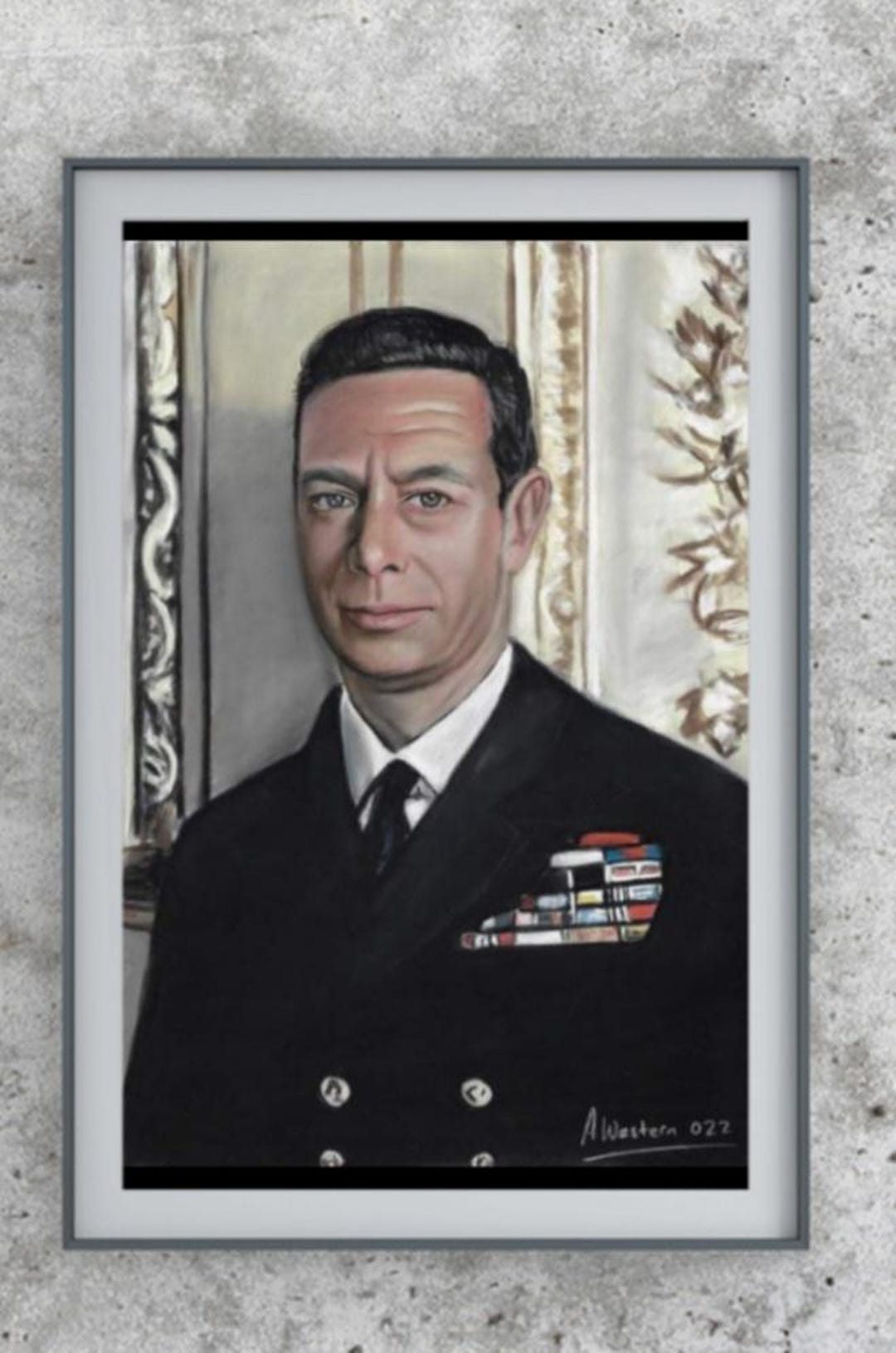 Regal Elegance: King George VI Pastel Painting – A Timeless Tribute for ...