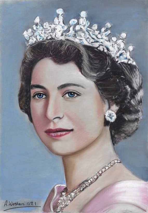 My Pastel Portrait of a Young QUEEN ELIZABETH 2 - Etsy
