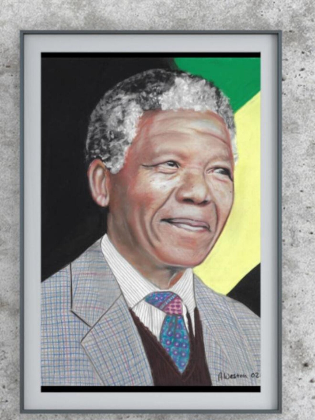 Pastel Portrait Painting of Nelson Mandela, South African Leader Art ...