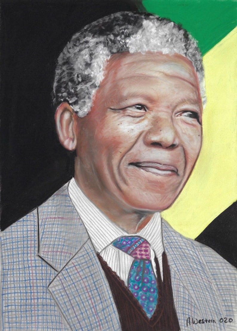 Pastel Portrait Painting of Nelson Mandela, South African Leader Art ...