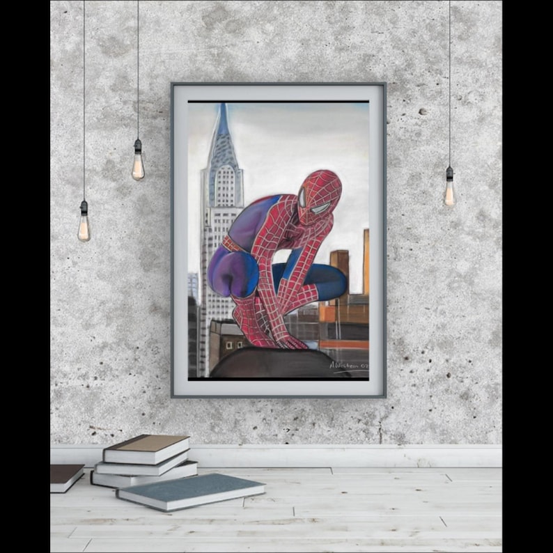 Pastel Spider Man Art, Marvel Superhero Painting, Boys Room Decor, Kids ...
