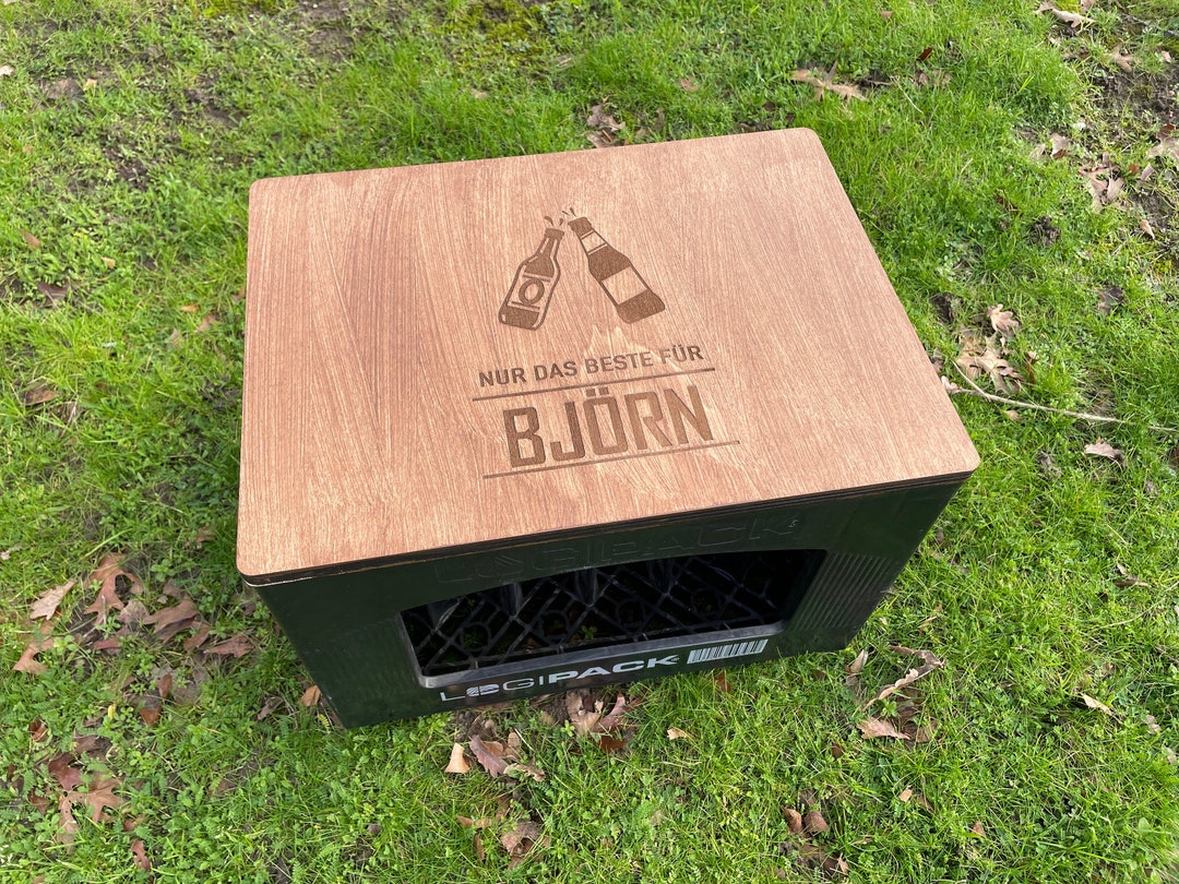 Beer Crate Seat, Wood, Personalized, Gift for Men, Mobile Beer Bench ...