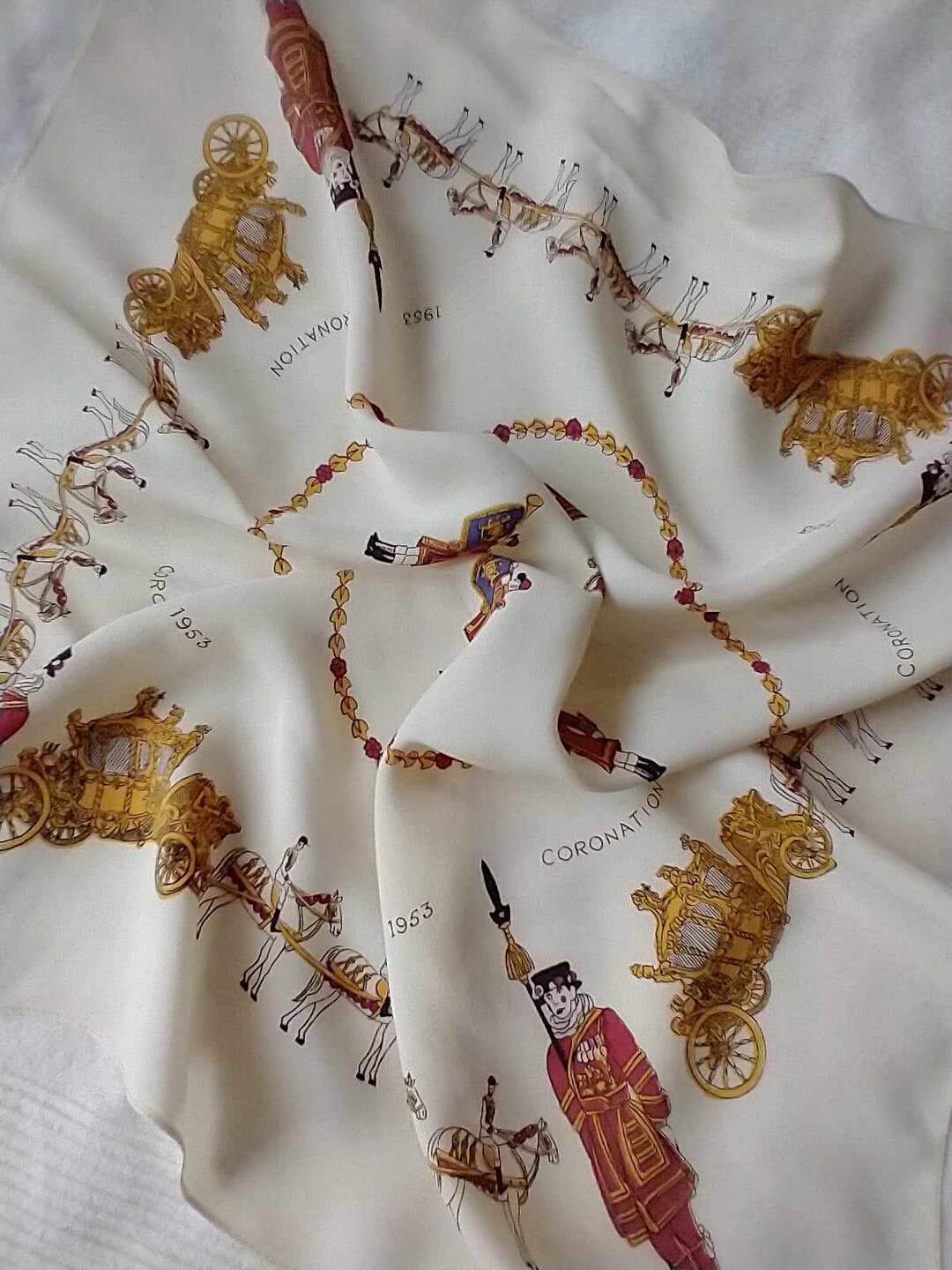 1953 Silk Queens Coronation Commemorative Scarf - Etsy