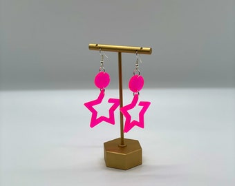 Pink Star Earrings | Etsy