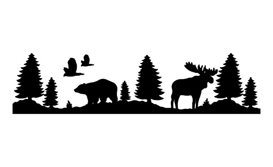 Bear Moose Scene SVG File, Outdoor Scene - Etsy
