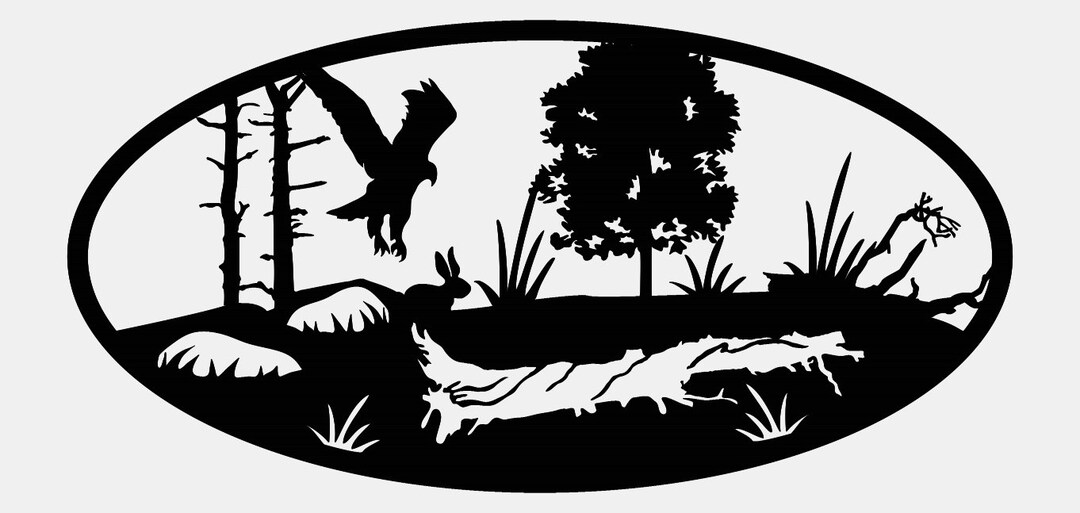 Eagle Wild Life SVG File, Oval Outdoor Scene - Etsy
