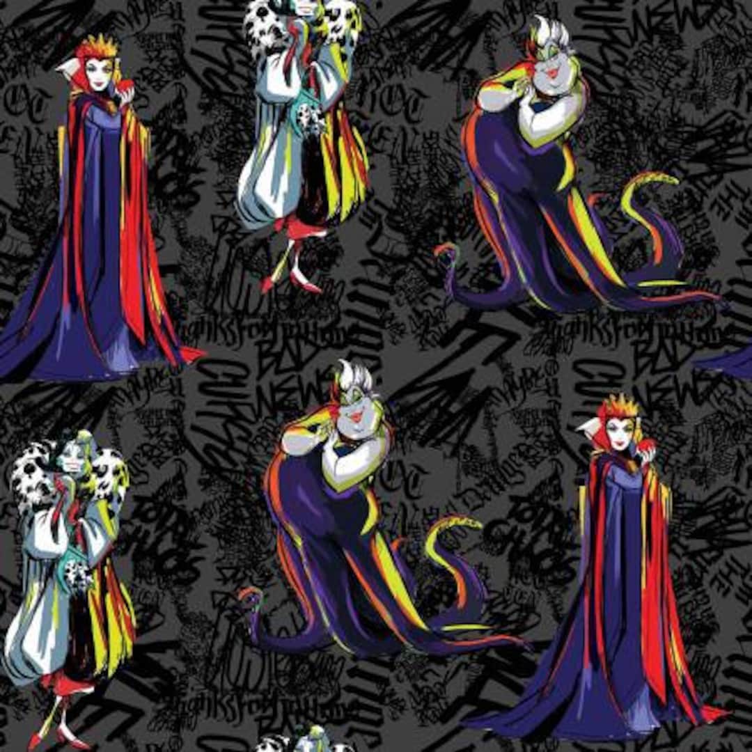 Disney Villains Sketched Fabric, Springs Creative Fabrics, 100% Cotton ...