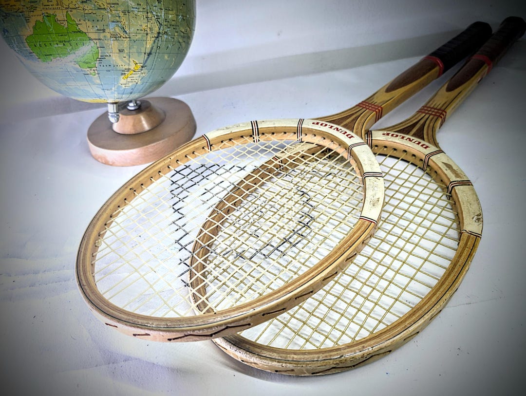 SET of 2 1970's Rare Vintage Used Wooden Tennis Rackets Dunlop MAXPLY ...