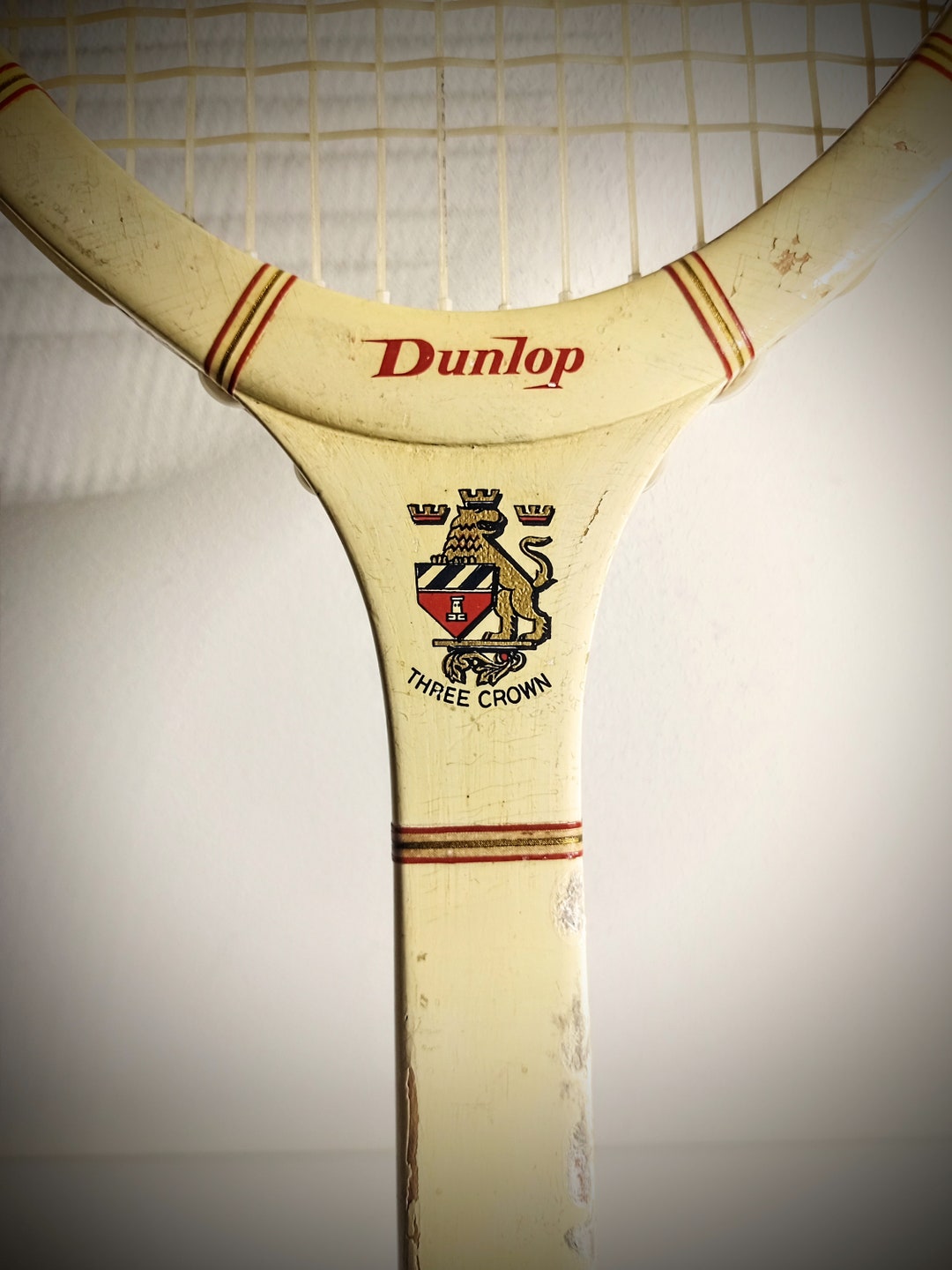 1960's Vintage Used Wooden Tennis Racket Dunlop Three Crown for Use or ...