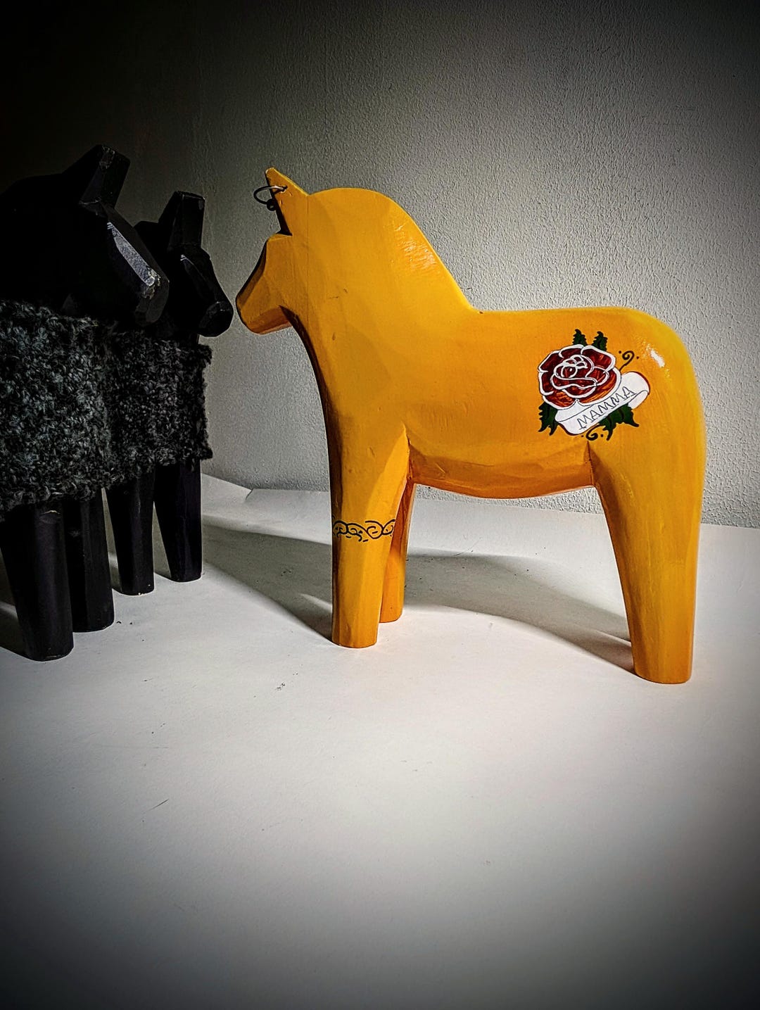 Rare Mama PUNK Vintage Ikea DALA Horse Statue Dalahäst Series- Tattooed ...
