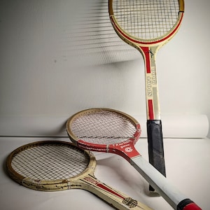 Set of THREE Vintage Used Wooden Tennis Rackets 1970's Snauwaert Quick ...