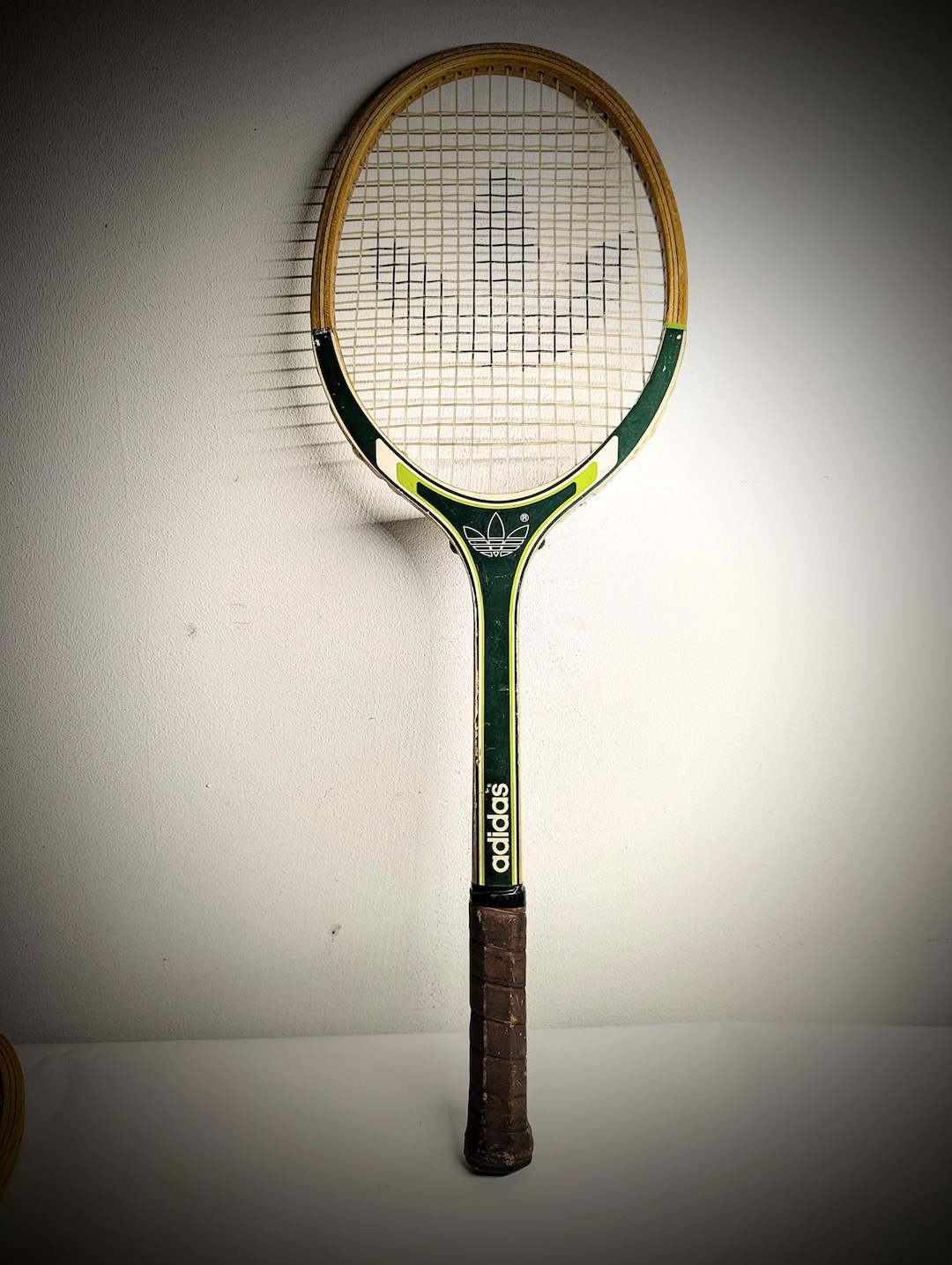 Vintage ADIDAS Biarritz Ads 030 GREEN Tennis Racket Rare. Cool Deco or ...