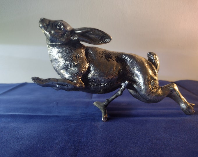 Silver Gilt Hare Sculpture Vintage Silver Metal Running Hare - Etsy