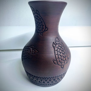 MOHAWK Vase -six Nations Native Art Pottery Turtle and Dove Incised ...