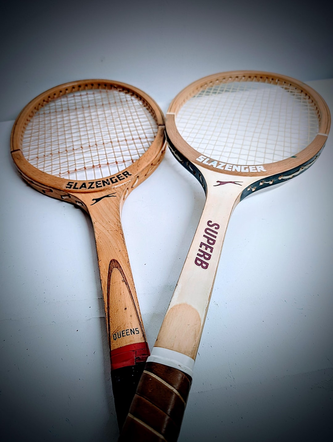 Lovely SET of Two Vintage Wooden SLAZENGER Tennis Rackets- Queens ...