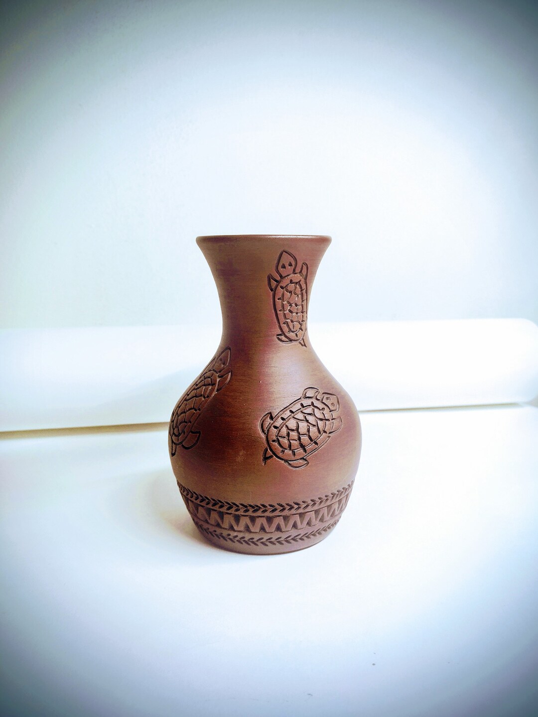 MOHAWK Vase -six Nations Native Art Pottery Turtle and Dove Incised ...
