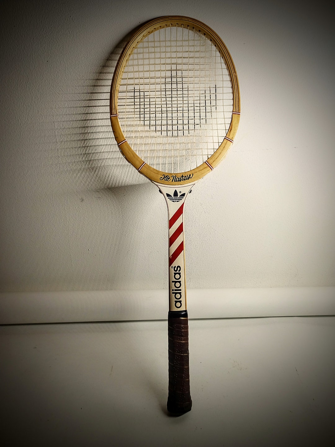 Vintage ADIDAS Tennis Racquet Llie Nastase Red and White Rare Good ...