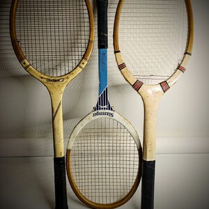 Set of THREE Vintage Wooden Tennis Rackets 1950's Slazenger and the Red ...