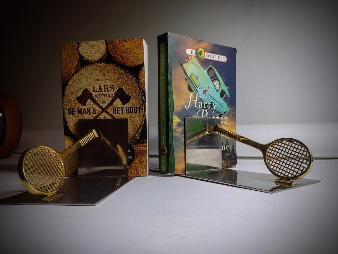 Tennis Racket Bookends, Tennis Racket Brass and Chrome Bookends ...