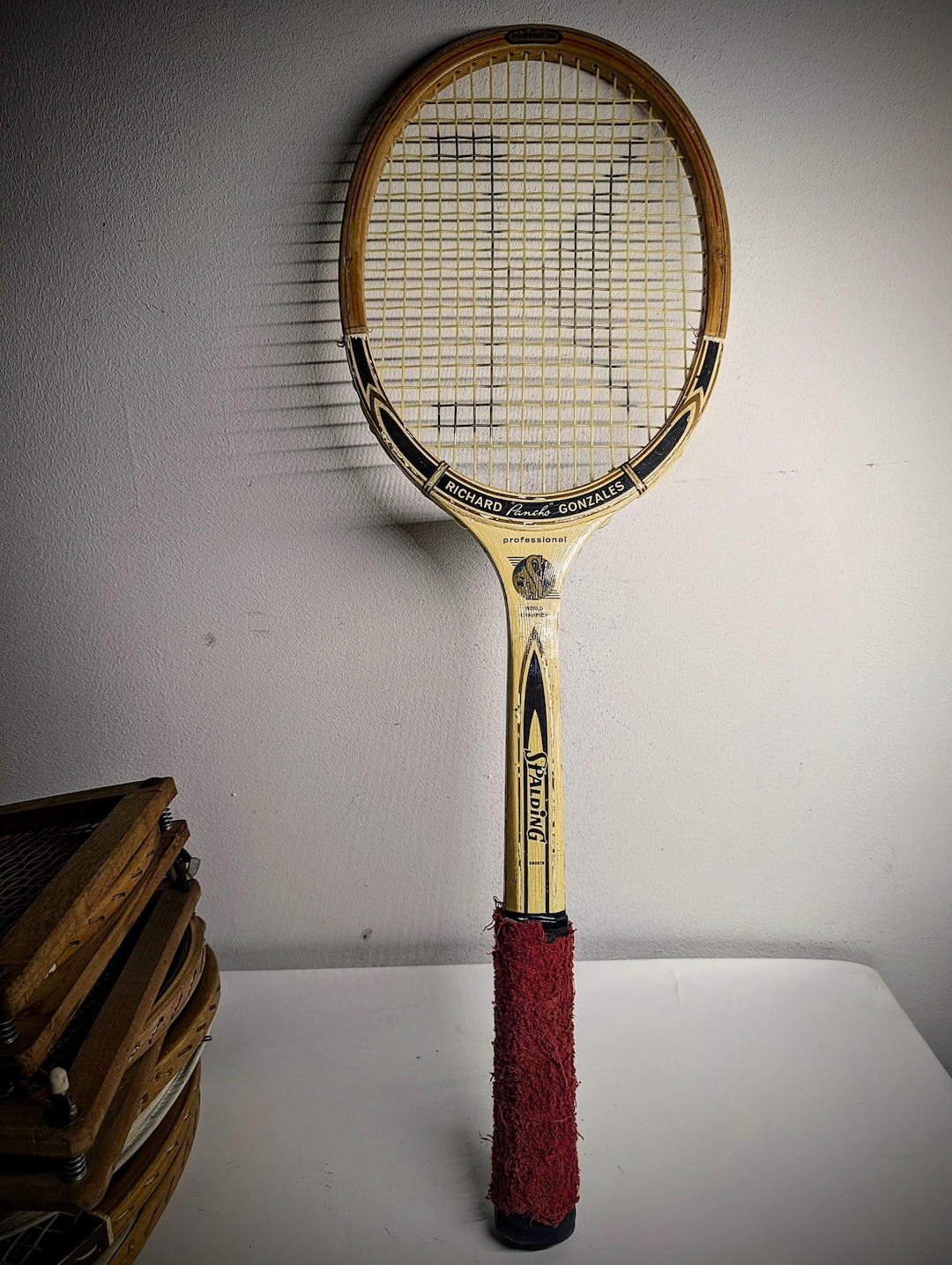 Vintage SPALDING Used Wooden Tennis Racket "richard 'pancho' Gonzalez ...