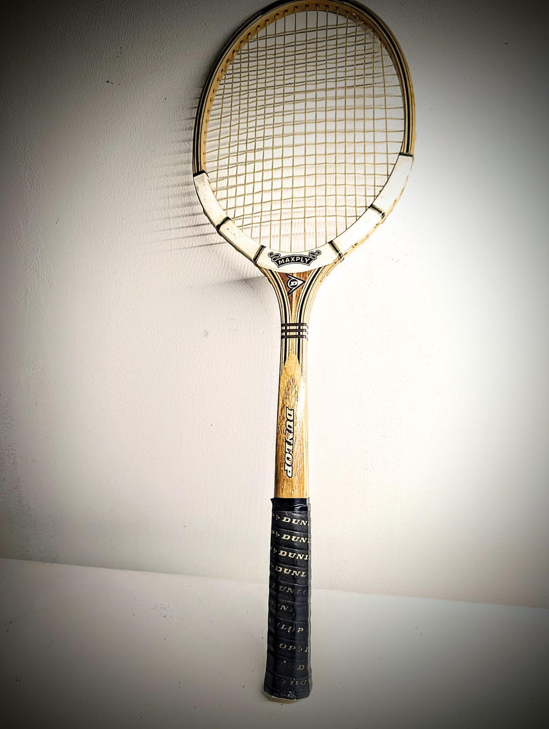 1970's Rare Blackline Vintage Used Wooden Tennis Racket Dunlop MAXPLY ...