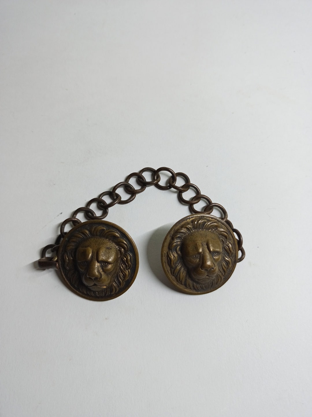 Antique Lion Head Cloak or Cape Clasp Fastener Chain Constable ...