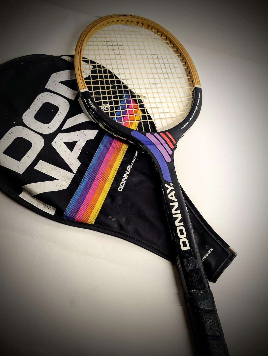 DONNAY INCL. Rainbow Sleeve! 1970's Vintage Used Wooden Tennis Racket ...