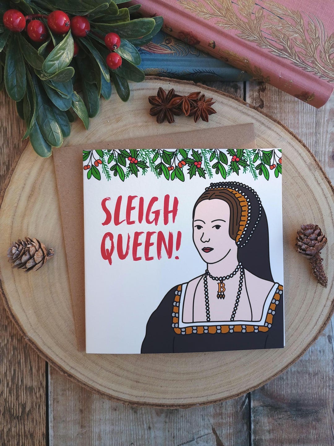 Sleigh Queen Christmas Card - Queen - Tudor History - Anne Boleyn - Etsy